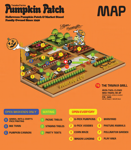 Pumpkin Patch Map 2025 – Tanaka Farms